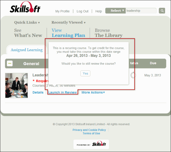 Recurring Assets / Assignments in Skillport