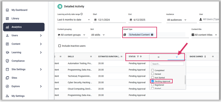 How to determine which users need approval for Live Course (ILT ...