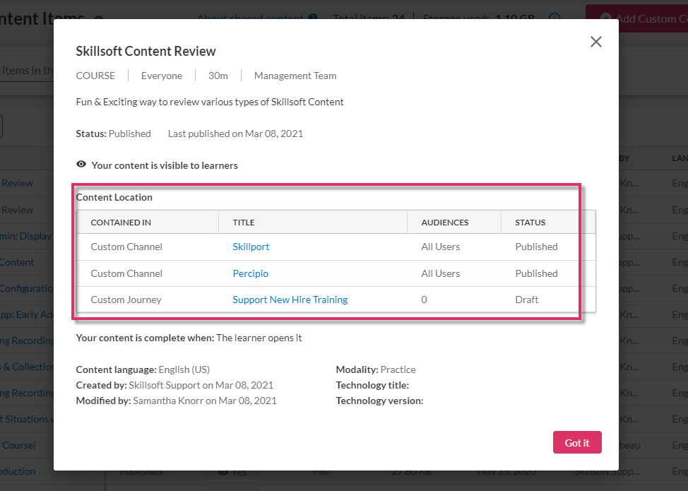 How to determine if a Percipio user has access to a custom asset